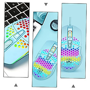 SOLUSTRE Laptop 1 PC Mute USB Honeycomb for Design Shell Backlight Accessory Bar Luminescent Compatible Hollow-Out Rainbow Desktop Home Mice RGB Optical Computer Conter Ergonomic with Wireless Mouse