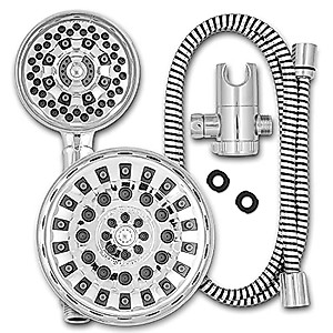 Waterpik 7-Mode 2-in-1 Dual Shower Head System with 5-Foot Hose and PowerPulse Therapeutic Massage, Chrome, XAT-133E-643E