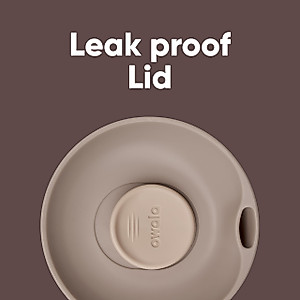 Owala SmoothSip Slider Insulated Stainless Steel Coffee Tumbler, Reusable Iced Coffee Cup, Hot Coffee Travel Mug, BPA Free 20 oz, Tan/White (Vanilla Bean)