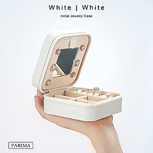 Parima Travel Jewelry Case for Women Girls, H Initial Jewelry Box | Small Jewelry Box | Travel Jewelry Box for Women | Travel Jewelry Case | Travel Gifts for Women - Letter H, White