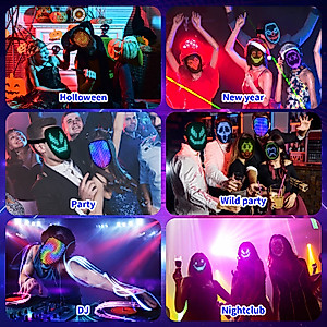 jcwfuno Led Mask Gesture Control Face Changing, Apply To Cosplay Accessories For Halloween Masquerade Costumes, Christmas Rave Party，2022 Upgraded Coolest Halloween Adult Light-up Mask