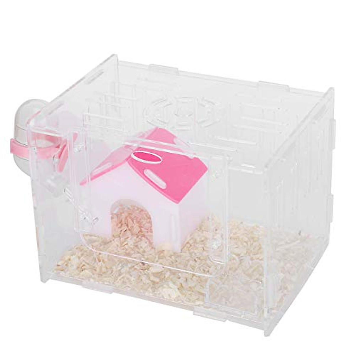 Hamster Single Layer House, Single Layer Pet Cage Transparent Hamster Cage, Hamster Supplies with Feeding Basin Acrylic Aquarium Aniamals Pets for Fish Tank(Small)