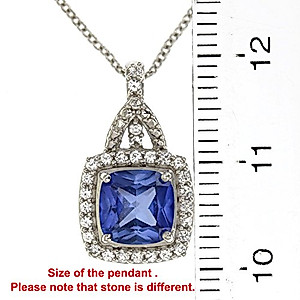 Vir Jewels 1.50 cttw Pendant Necklace, Cushion Cut Created White Sapphire Pendant Necklace for Women in .925 Sterling Silver with Rhodium, 18 Inch Chain, Prong Setting