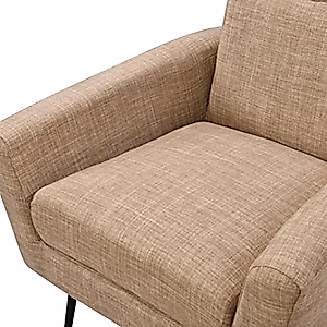 Lepfun Mid Century Modern Upholstered Fabric Accent, Living Room, Bedroom Leisure Single Sofa (Metal Legs),TV armrest seat,Suitable for Small Space Home,Office,Coffee Chair,Light Brown