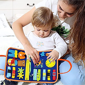 YQTAT Montessori Toys for 1 2 3 Year Old, Busy Board Toddler Toys for Learning Fine Motor Skills, Travel Toys for Plane and Car, Preschool Educational Sensory Toys,Creative Gift for Boy Girl