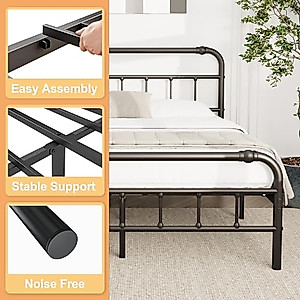 Bednowitz Queen-Bed-Frame-with-Headboard and Footboard, 18 Inch High Metal Platform Queen-Size-Bed-Frame, 4000 Lbs Heavy Duty Steel Slats Support, No Box Spring Needed, Noise Free