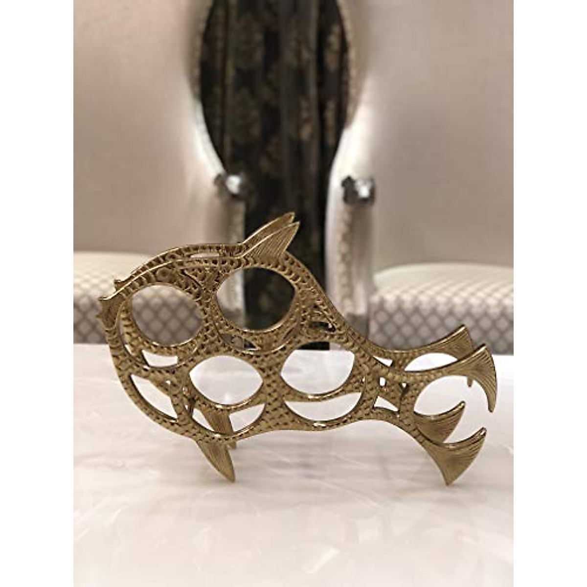 MyArtsyHouse Tabletop Wine Rack | 5 Bottles Wine Holder Storage Stand with Stylish Design | Fish Shaped | Perfect for Home Decor, Bar, Wine Cellar, Basement, Cabinet | Modern Metal (Gold) | SUMMER END