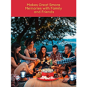 FOHERE Smores Maker Tabletop Indoor, Flameless Electric Marshmallow Roaster with 4 Detachable Trays & 4 Roasting Forks, Movie Night Supplies & Housewarming Gift, Red