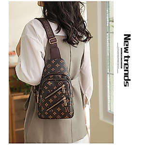 Anfei Sling Bag Women Small Crossbody PU Leather Satchel Daypack Shoulder backpack for traveling hiking Cycling