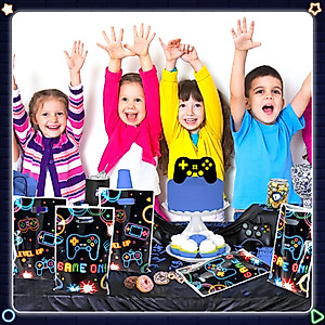 50Pcs Video Game Party Favor Bag Neon Video Game Party Bags Gaming Sweet Goody Candy Treat Bags Game on Theme Party Decor Plastic Gift Bag Birthday Snack Bag for Kids Birthday Party Supplies