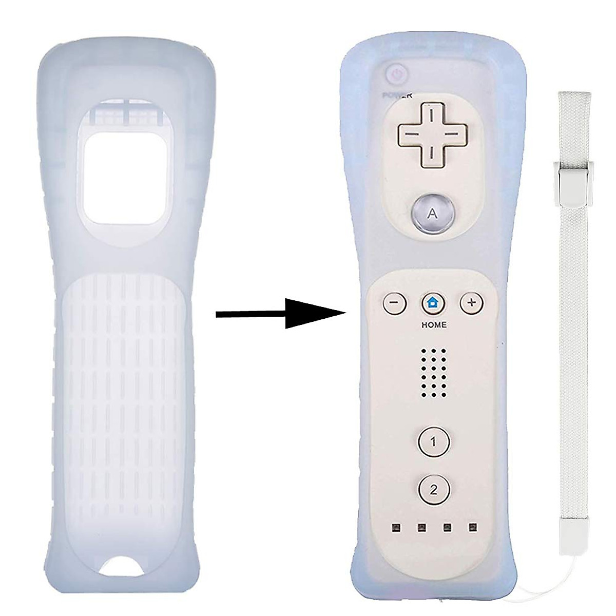 Lactivx 2X Wii Silicone Case Cover with Wrist Strap for Wii Remote Controller (White)