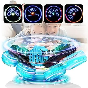 TRIPLEFINE Remote Control Car for Boy 8-12, 2.4GHz LED Fast RC Stunt Car, 4WD Double Side 360° Rotating RC Truck with Rechargeable Battery(Bule)