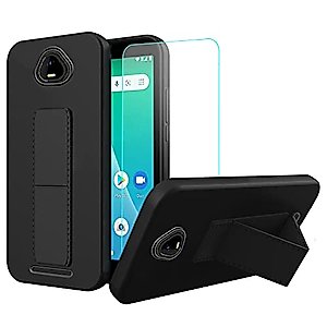 Case for SCHOK Volt SV55 SV55216 Phone Case,Stand Case with Tempered Glass Screen Protector Hide Telescopic Kickstand Shockproof Protective Cover TPU Silicone Case for SCHOK Volt SV55 SV55216 (Black)