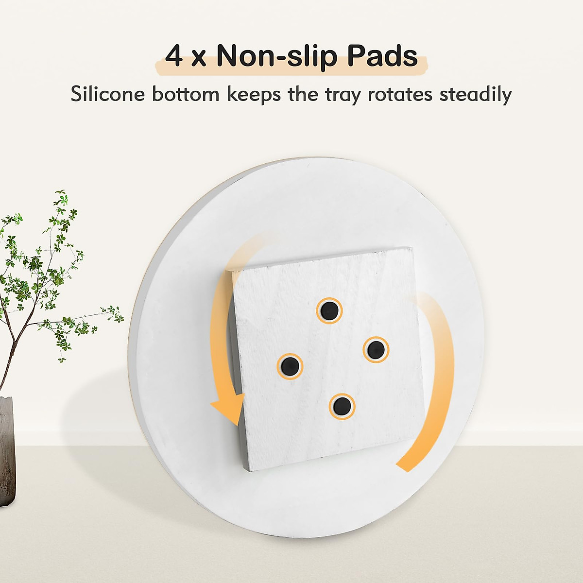 Luneodoki Lazy Susan Turntable Organizer for Countertop Cabinet, 13 Inch Wood Turntable Organizer for Kitchen Bathroom Cabinet Coffee Bar Countertop Pantry Refrigerator, Rotating Spice Rack Organizer