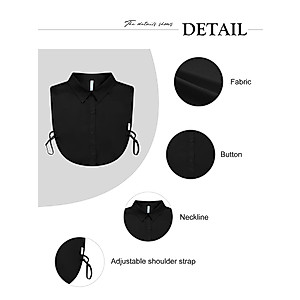Jouica Fake Collar Detachable Dickey Collar Blouse Half Shirts Faux False Collar for Women,Black,Small