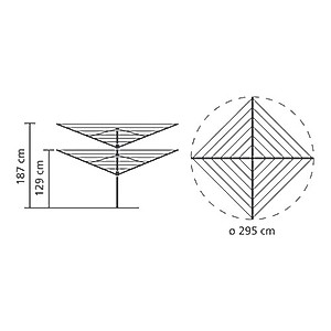 Brabantia Lift-o-Matic Rotary Dryer, 197 Feet, Metallic Gray & Honey-Can-Do DRY-01375 Wood Clothespins with Spring, 50-Pack, 3.3-inches Length,Brown