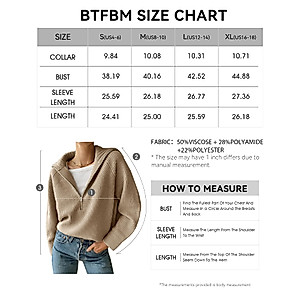 BTFBM Women's Long Sleeve V-Neck Pullover Sweater Casual Fall Winter Collar Ribbed Knit Loose Slouchy Jumper Sweaters(Solid Light Khaki, Large)