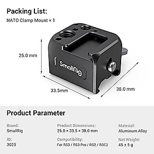 SmallRig NATO Clamp Accessory Mount for DJI RS 2 / RSC 2 / RS 3 / RS 3 Pro / RS 3 Mini Gimbal - 3025