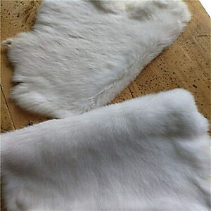 Natural White Craft Grade Rabbit Fur Pelt 10" by 14" with Sewing Quality Leather Soft Professionally Tanned 1PCS