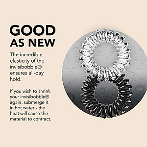 invisibobble Original Traceless Spiral Hair Ties - Pack of 8, Crystal Clear and True Black- Strong Elastic Grip Coil Accessories for Women - Non Soaking - Gentle for Girls Teens and Thick Hair