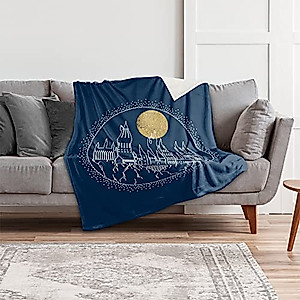 Harry Potter Blanket, 50"x60", Hogwarts Full Moon Line Art Silky Touch Sherpa Back Super Soft Throw Blanket