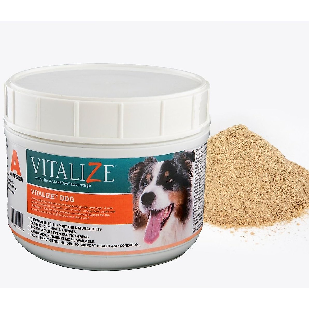 Vitalize Dog Digestive Health Powder - Relief for Constipation, Vomiting & Nausea, Skin & Coat Supplement- Multivitamin Powder with Omega 6, 3 & Biotin & Dog Prenatal Supplement (1 Pound)