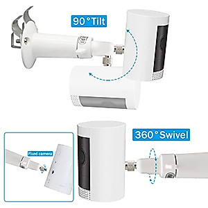 Ring Camera Vinyl Siding Wall Mounts No Drill 360 Degree Adjustable,Compatible with Ring Stick up Cam & Ring Indoor Cam（2Pack White）