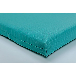 Pillow Perfect Forsyth Solid Indoor/Outdoor Wicker Patio Bench/Swing Cushion, Weather and Fade Resistant, 18" x 45", Blue