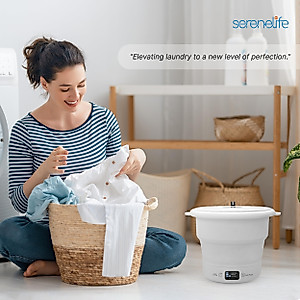 SereneLife Portable Mini Washing Machine - Foldable Bucket Washer for Clothes Laundry Lightweight and Easy to Bring, Perfect for Use in Camping, Apartments, Dorms, and Business Trip (White)