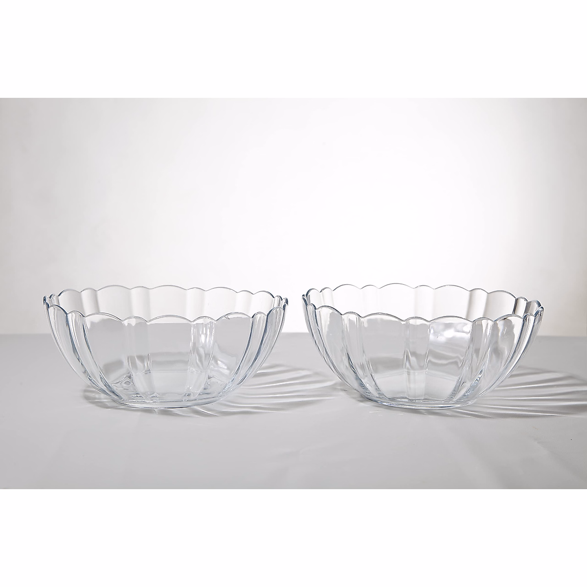 NiLor Salad Glasses Bowls Set of 2 Clear Glass Bowls, Fruit Bowls, Soup Bowls, Vegetable Bowls, Serving Bowls, Pasta Bowls Candy Bowl Fruit Bowl for Kitchen and Home Dining - 21 Ounce