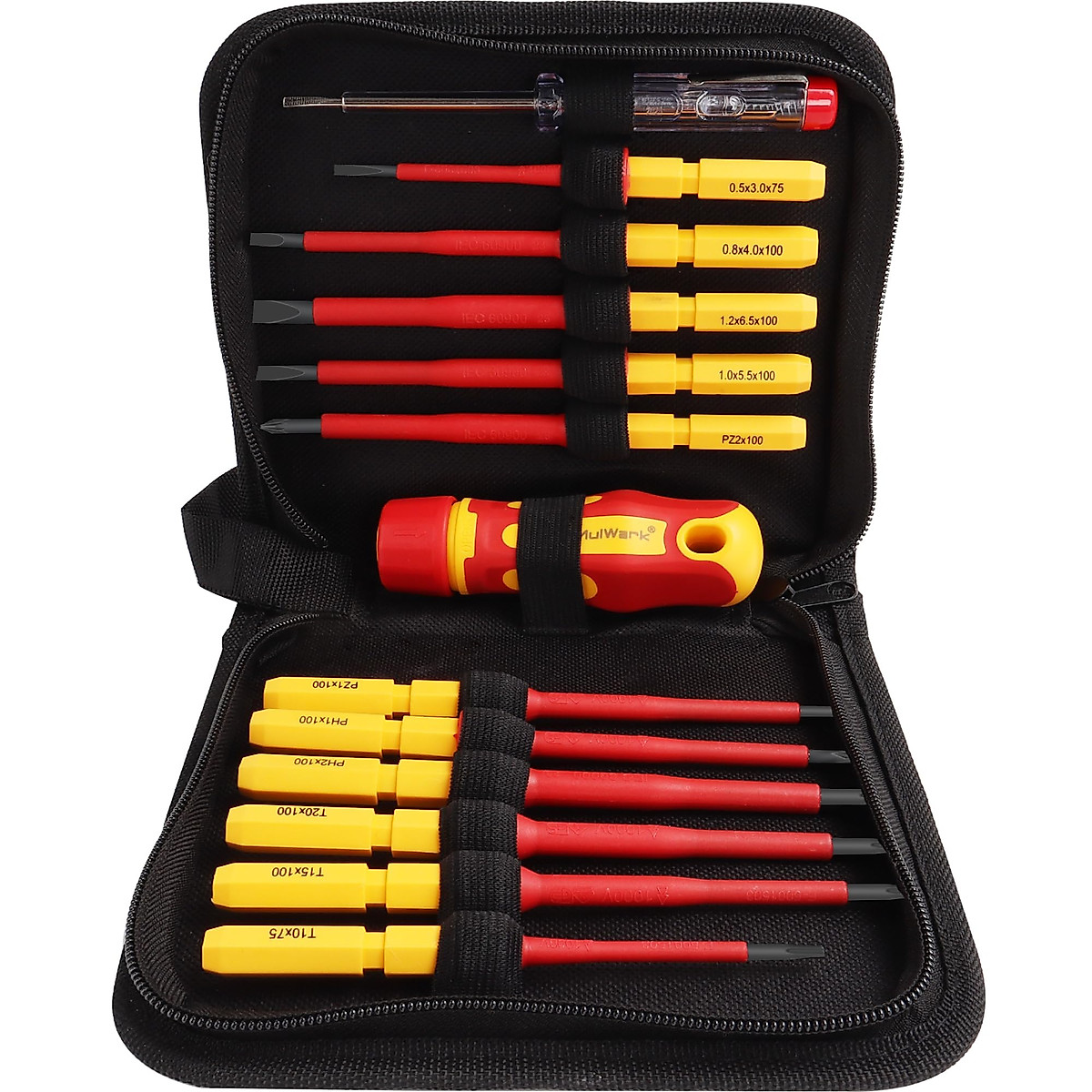 Mulwark 13-Piece Premium CR-V Insulated Screwdriver Set with 1000V Tools – Includes Phillips, Slotted, Pozidriv, and Torx Screwdrivers for Professional Use