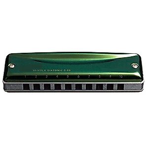 WAAZVXS C-20 Diatonic Harmonica 10 Holes Blues Harp Key Of C Olive Green Professional Musical Instruments C20 (Color : Key of D)