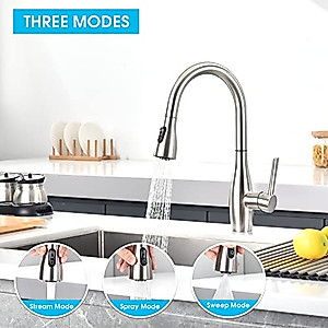 CREA Touch Kitchen Faucet with Pull Out Sprayer, Touch-on Activated Kitchen Sink Faucet Single Handle RV Uitility Laundry Outdoor Faucet with Deck Plate