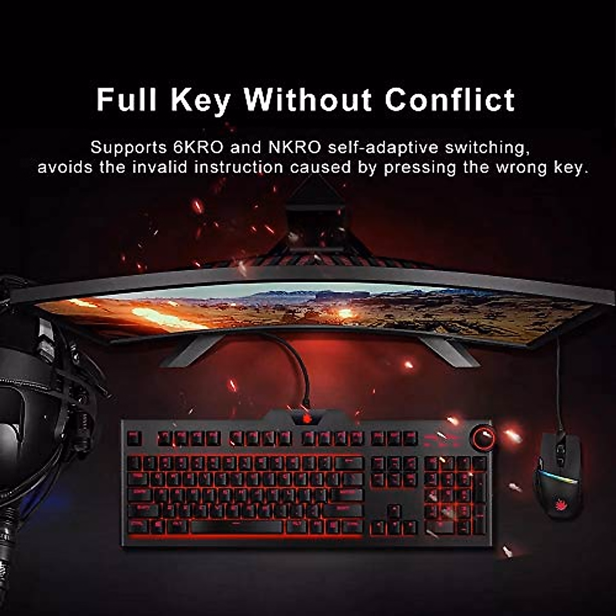 Gaming Keyboard Wired Gaming Mechanical Keyboard 104 Keys 15 RGB Backlight Cherry MX Switch 1000Hz Suitable For Office And Home Use Mechanical Gaming Keyboard ( Color : Black , Size : Red switch )