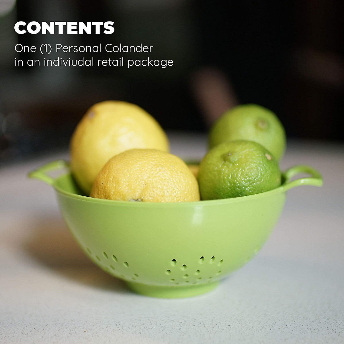 Jacent Plastic Colander with Double Handles, Strainer for Fruits, Vegetables, Pasta: 6 inch, BPA Free Plastic, Dishwasher Safe