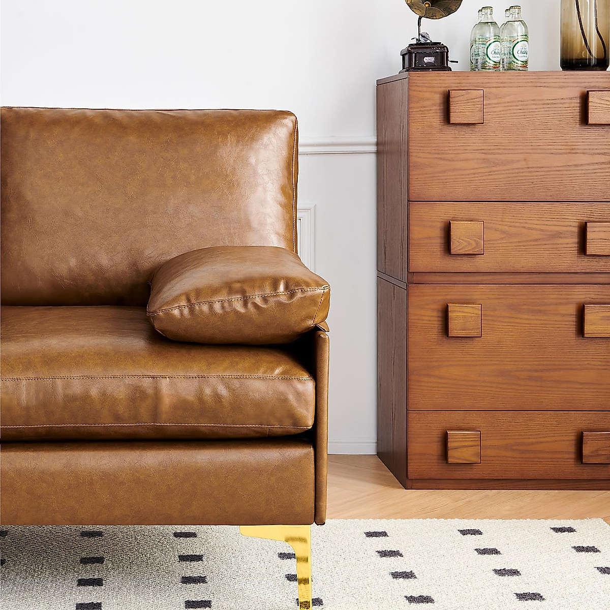 Atopston 53" Loveseat, Mid Century Mid-Century Modern Decor 2 Seater Sofa, Small Sofa for Bedroom Apartment Office, Caramel