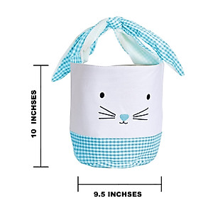 Easter Bunny Basket Egg Bags for Kids,Canvas Cotton Personalized Candy Egg Basket Rabbit Print Buckets Gifts Bags for Easter