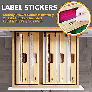 SpaceAid WrapNeat 2 in 1 Wrap Dispenser with Cutter and Labels, Bag Storage Organizer for Kitchen Drawer, (4 Pack)