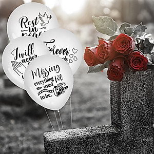 Chenkaiyang 60 Pieces Funeral Balloons Memorial Balloons to Release in Sky Memorial Balloons Lanterns Latex Rest in Peace Balloons with 3 Roll Ribbon for Celebration of Life Happy Heavenly Party