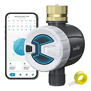 RAINPOINT Bluetooth Hose Timer with Brass Inlet,Smart Water Timer for Garden Hose,Sprinkler Timer with Rain Delay/Manual/Auto Watering, App Control