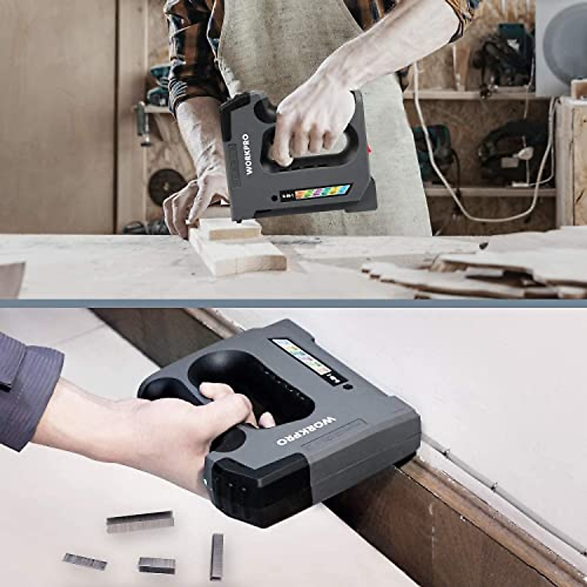 WORKPRO 6 in 1 Cordless Staple Gun, 3.6V Rechargeable Electric Stapler, Charger Included, Staples Excluded