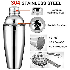 Cocktail Shaker Set Bartender Kit: 10-Piece Premium Stainless Steel Martini Shaker Set with Bamboo Stand Includes a 25 oz Shaker to Make Mixing Wonderful