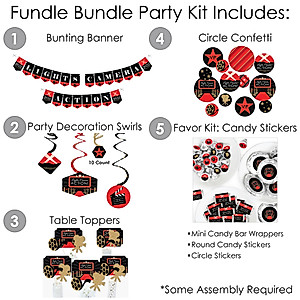 Big Dot of Happiness Red Carpet Hollywood - Movie Night Party Supplies - Banner Decoration Kit - Fundle Bundle