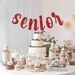 MonMon & Craft Senior Banner / High College School Graduate Party Decor / Graduation Activities / Congrats Grad Party Decorations Red Glitter