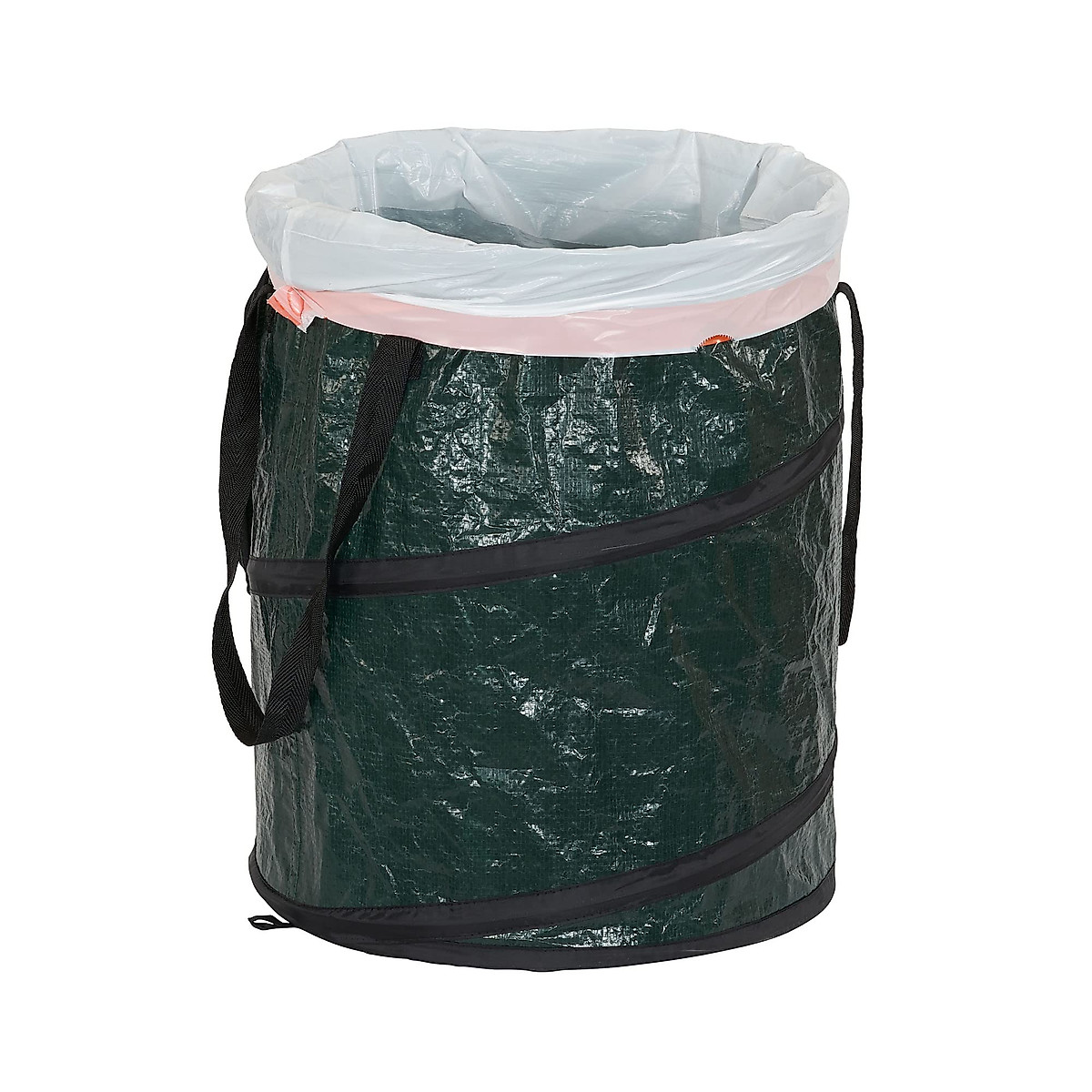 Household Essentials Pop Up Hamper, Pop Up Camping Trash Can, Great for Outdoor or Indoor Use, Portable and Collapsible with Zippered Top, Green