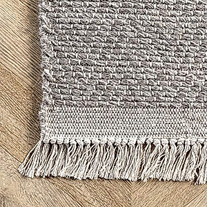 nuLOOM Ashton Simple Wool Tassel Area Rug, 3' x 5', Grey