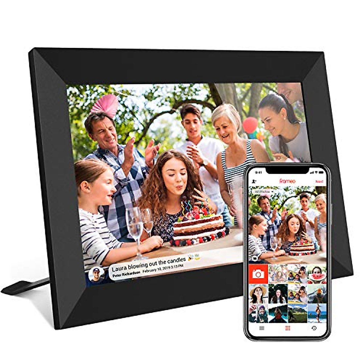 FRAMEO 10.1 Inch Smart WiFi Digital Photo Frame 1280x800 IPS LCD Touch Screen, Auto-Rotate Portrait and Landscape, Built in 16GB Memory, Share Moments Instantly via Frameo App from Anywhere