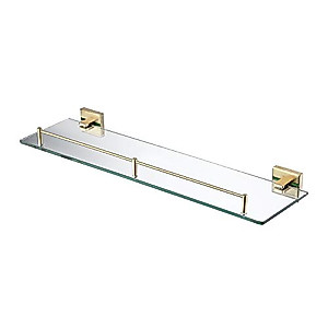 KES Bathroom Glass Shelf with 6 MM-Thick Tempered Glass and SUS 304 Stainless Steel Brackets 20-Inch Rectangular Rustproof Wall Mount Brushed Gold Finish, A2420A-BZ