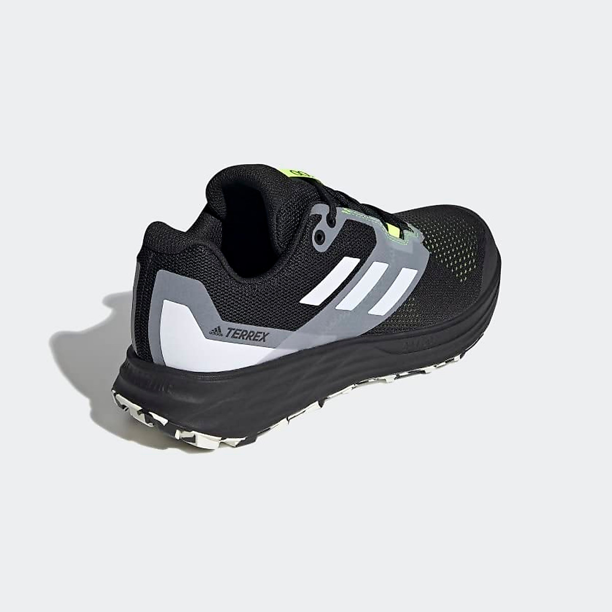adidas Men's Terrex Two Flow Trail Running Shoe, Core Black/Crystal White/Solar Yellow, 8.5