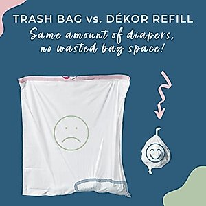 Dekor Classic Diaper Pail Biodegradable Refills | 2 Count | Most Economical Refill System | Quick and Simple to Replace | No Preset Bag Size – Use Only What You Need | Exclusive End-of-Liner Marking